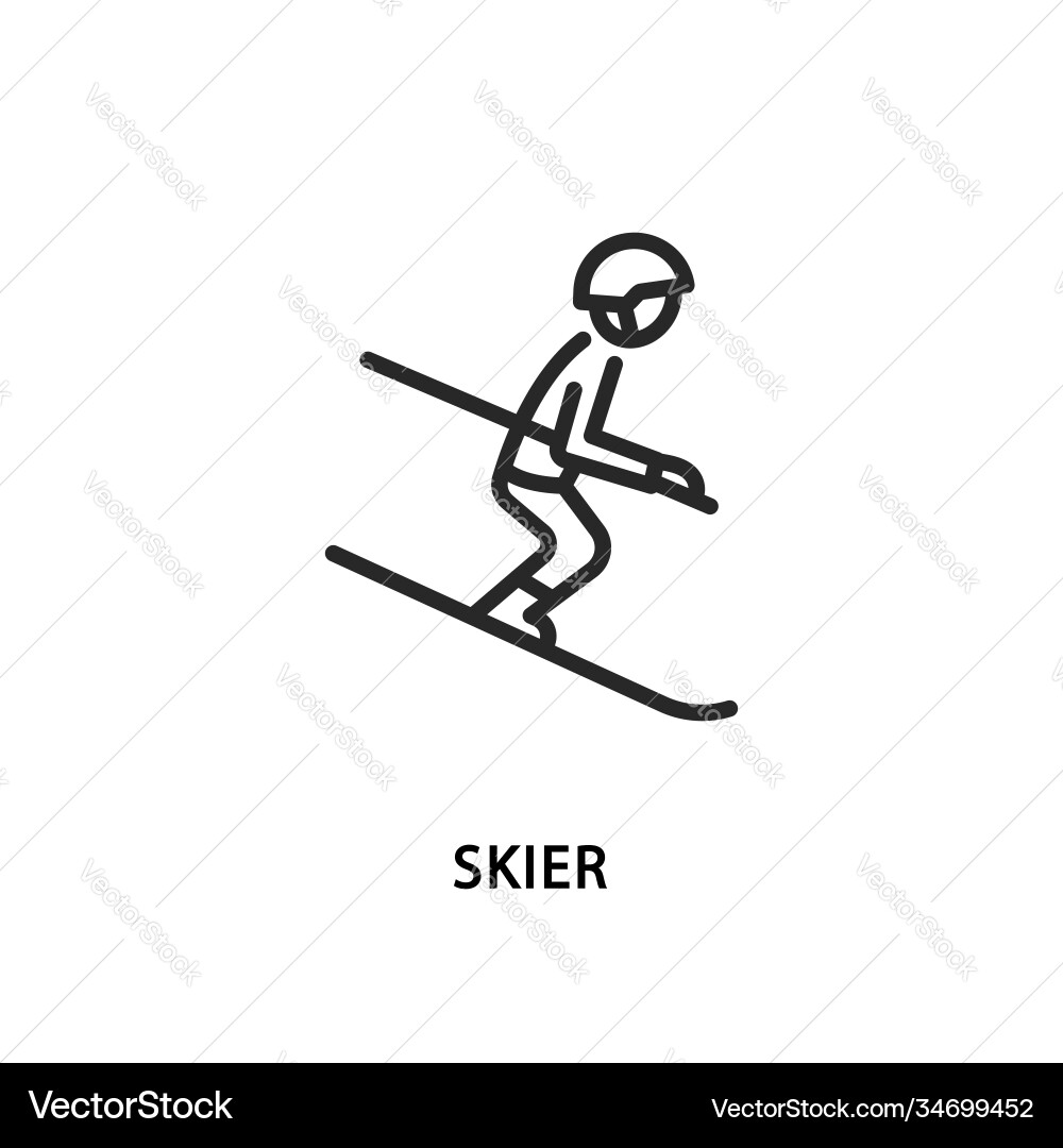 Skier flat line icon a person Royalty Free Vector Image