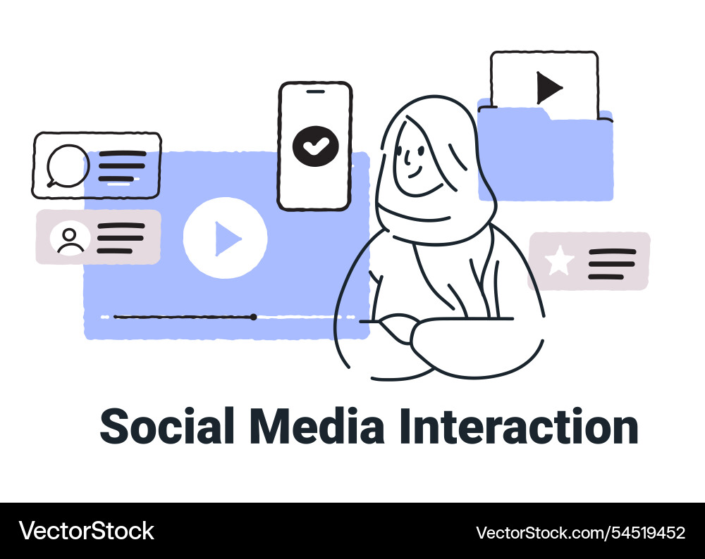 Social media interaction concept with person Vector Image