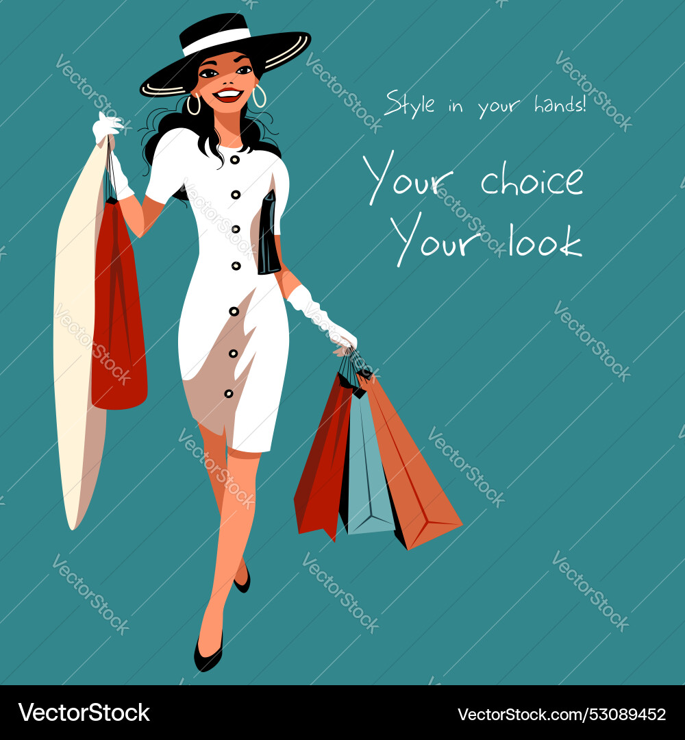 Stylish woman shopping Royalty Free Vector Image