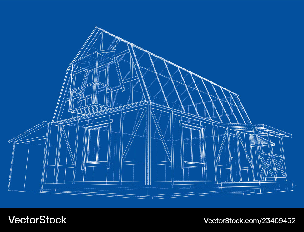 Wireframe House Sketch Royalty Free Vector Image