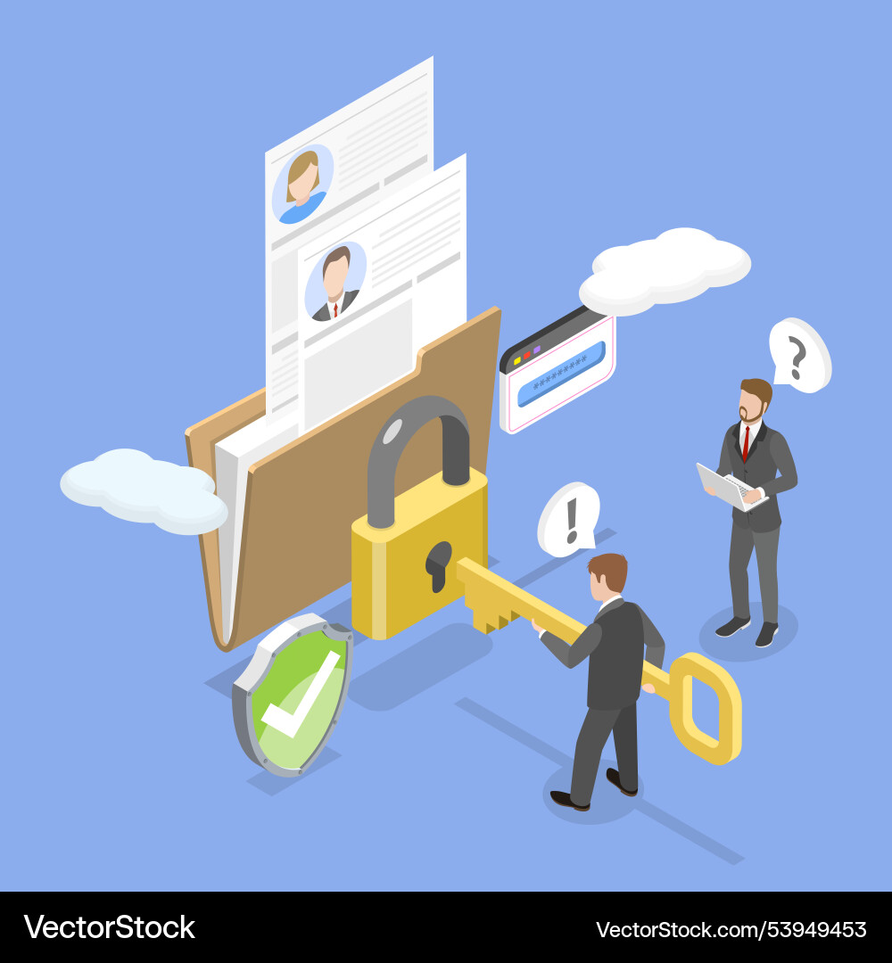 3d isometric flat of personal Royalty Free Vector Image