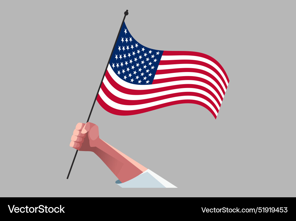 A hand holding an american flag Royalty Free Vector Image