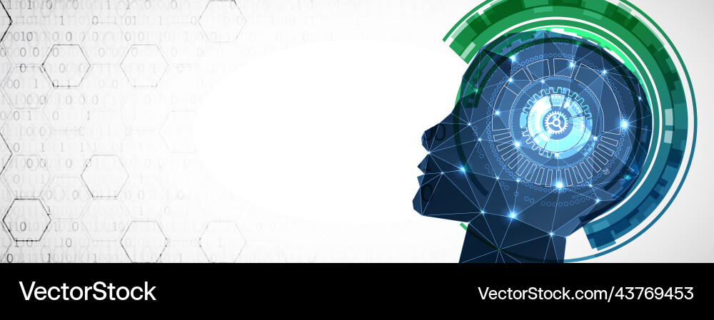 Künstliche Intelligenz Konzept kreatives Gehirn Vektorbild