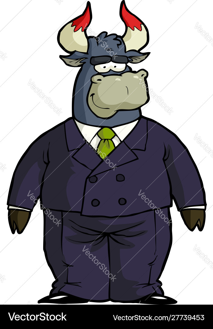 Cartoon financial bull Royalty Free Vector Image