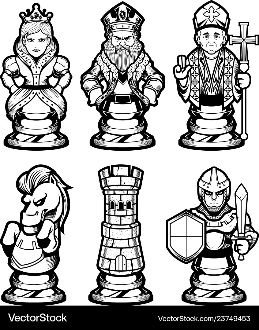 Classic Chess Pieces Set Royalty Free Vector Image