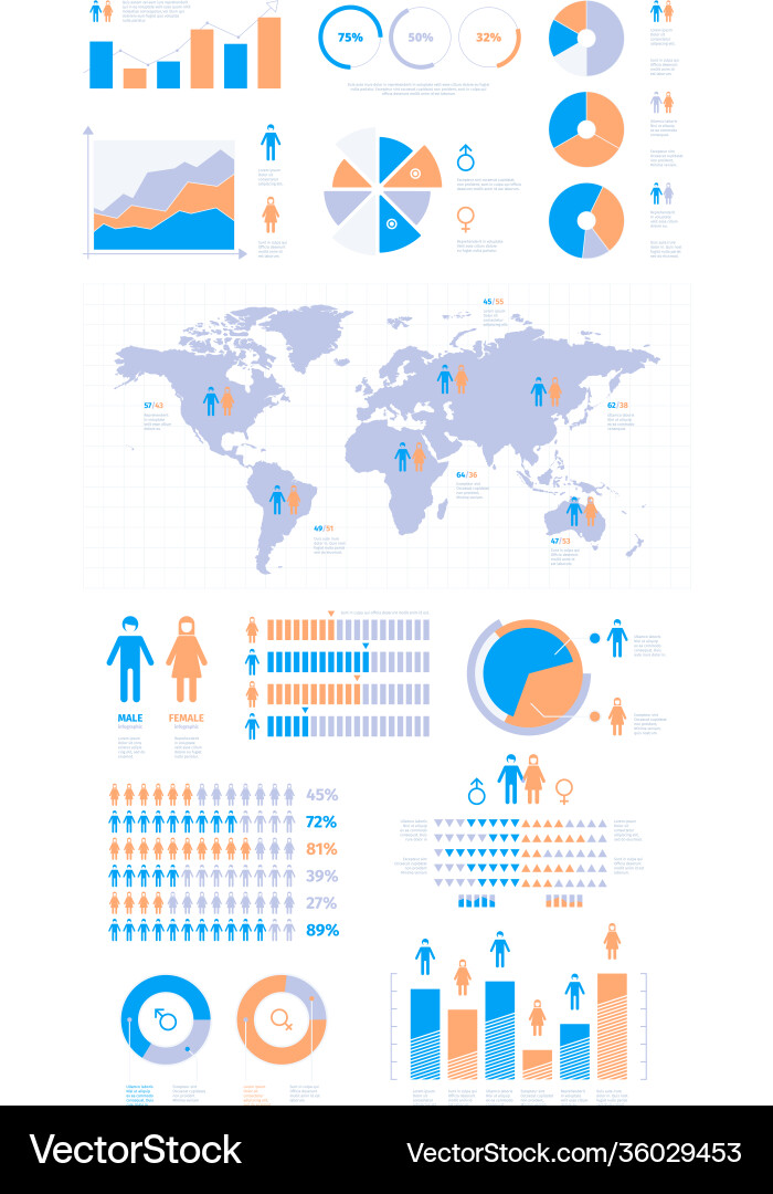Demographic infographic people population Vector Image