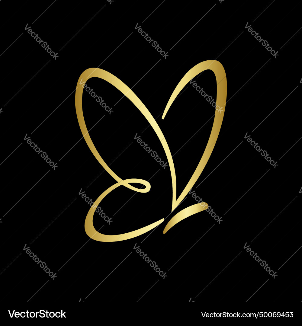 Gold butterfly logo Royalty Free Vector Image - VectorStock