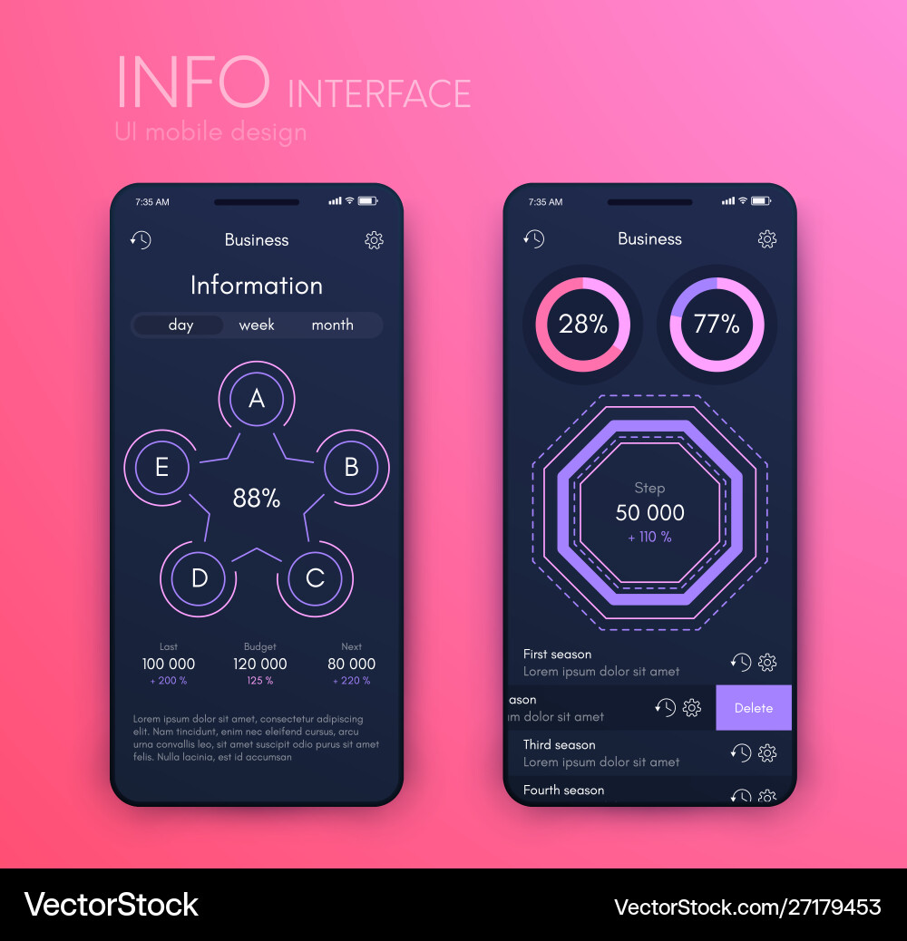 Graphics mobile infographics with three Royalty Free Vector