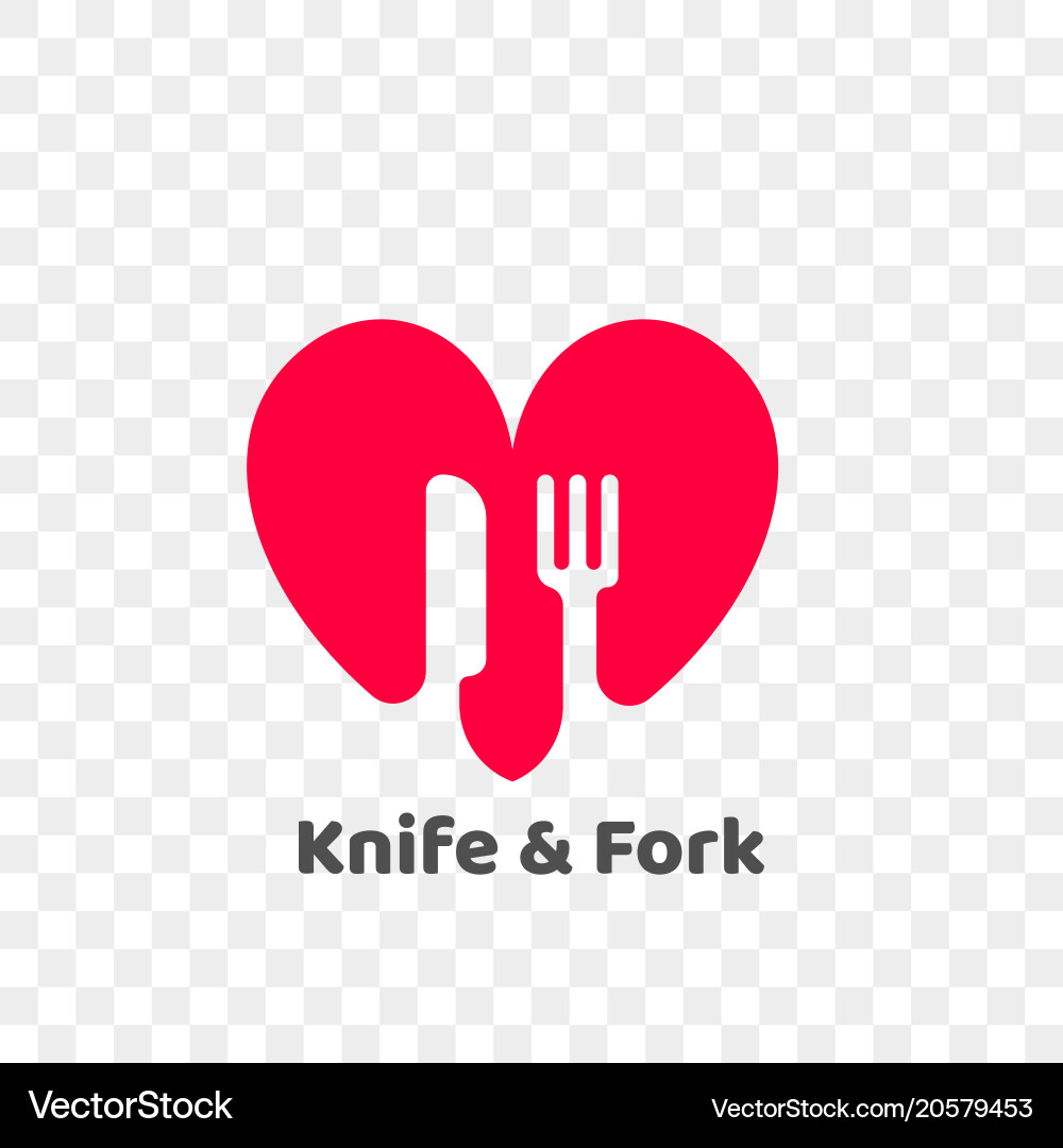 Heart with Fork and Knife - Food Icon Royalty Free Vector