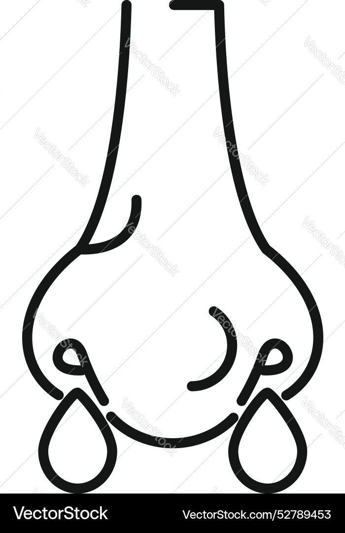 Human nose dripping mucus showing runny Royalty Free Vector