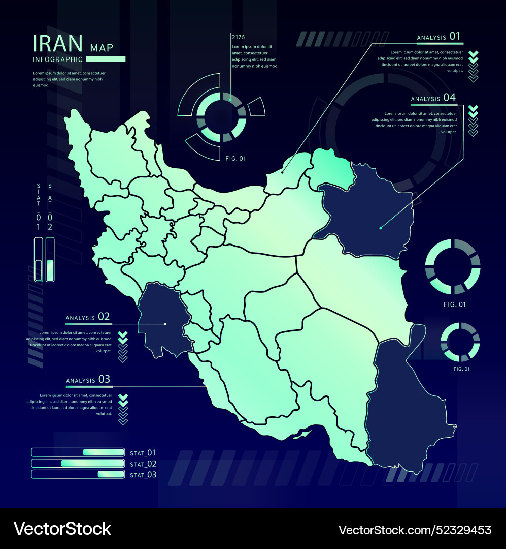 Iran map infographics Royalty Free Vector Image