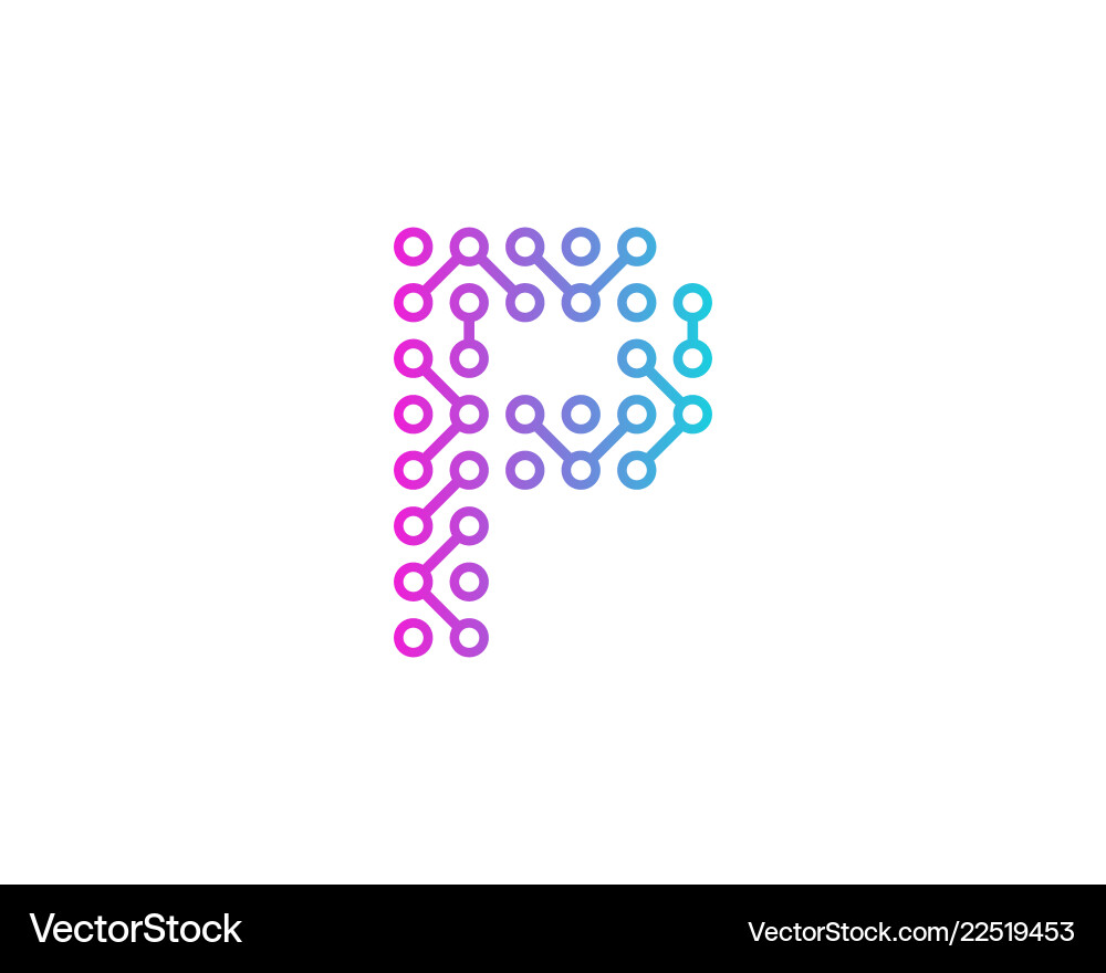 P circuit technology letter and number logo icon Vector Image