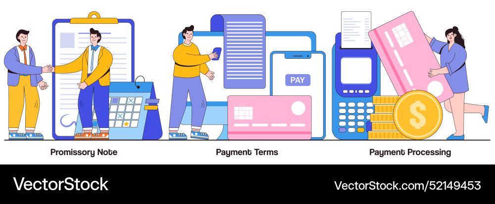 Promissory note payment terms processing Vector Image
