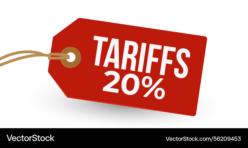 Red Price Tag with 20% Tariff Royalty Free Vector Image