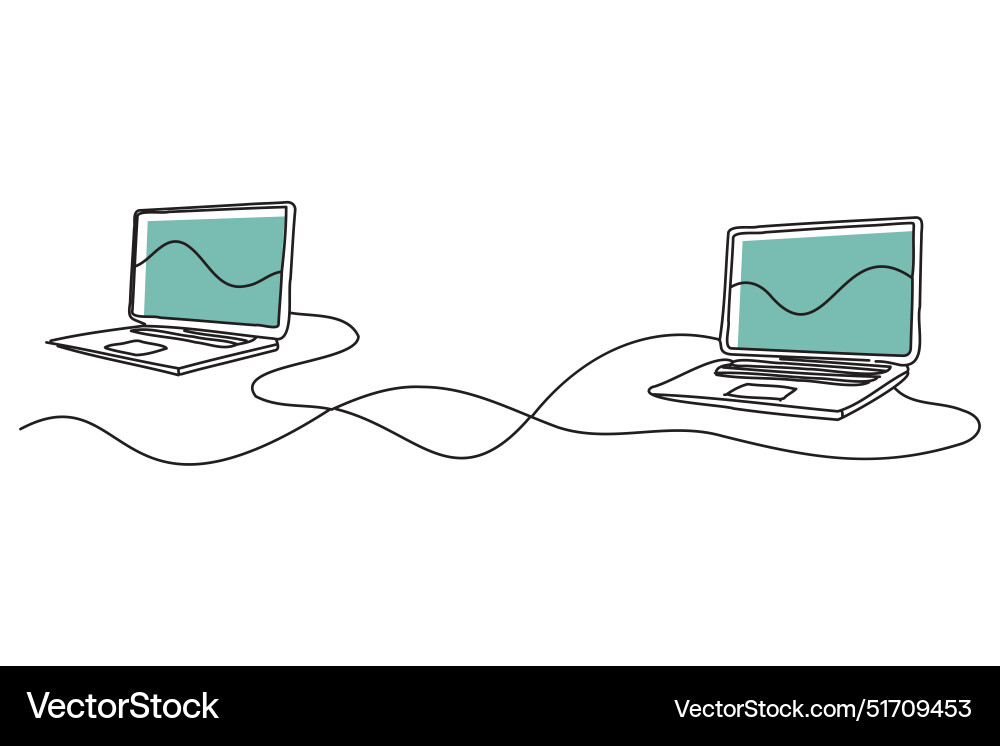 Remote work computer to other doodle Royalty Free Vector