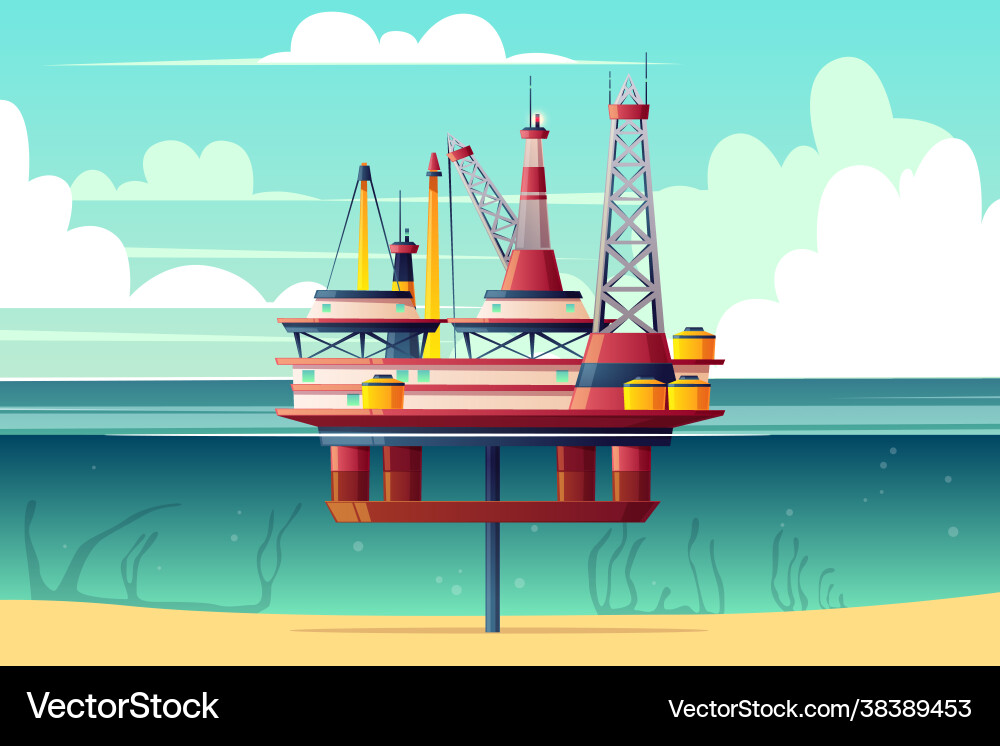 Shelf oil platform cross section cartoon Vector Image