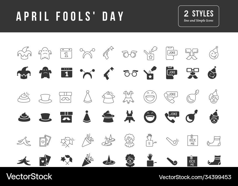 Simple icons april fools day Royalty Free Vector Image