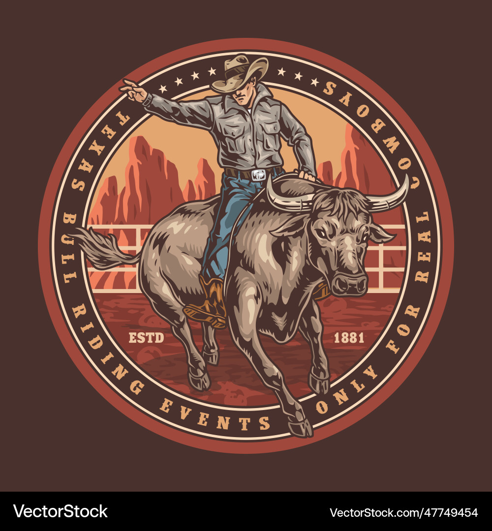 Bull texas rodeo flyer colorful Royalty Free Vector Image