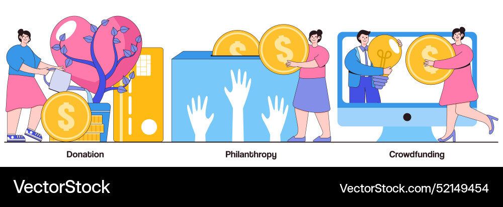 Donation philanthropy crowdfunding concept Vector Image
