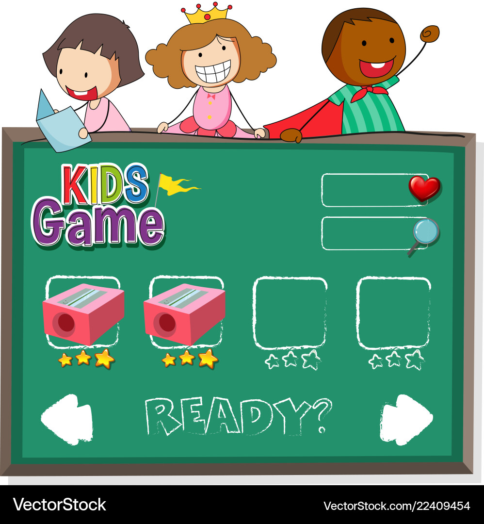 Doodle kids on game template Royalty Free Vector Image
