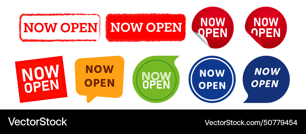 Now open stamp and speech bubble labels ticker Vector Image