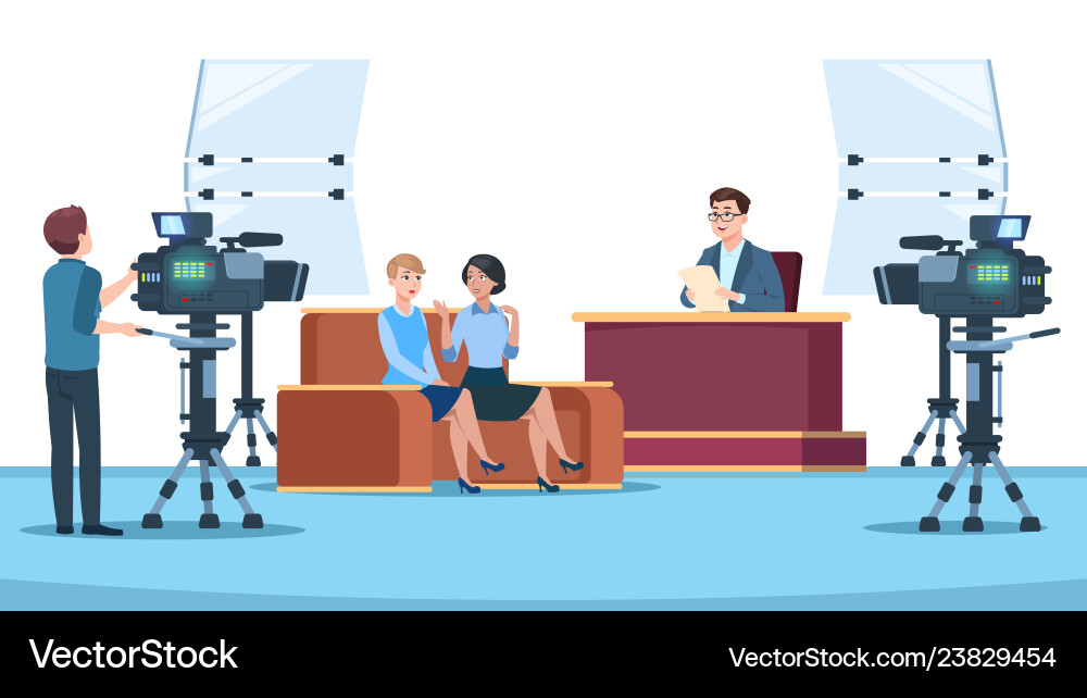 Tv studio interview talk show in broadcasting Vector Image