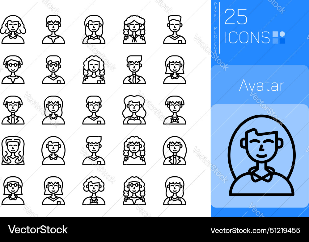 Avatar outline set 2 Royalty Free Vector Image
