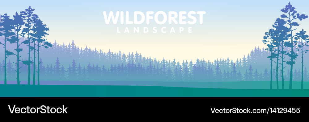 Blue wildforest landscape Royalty Free Vector Image