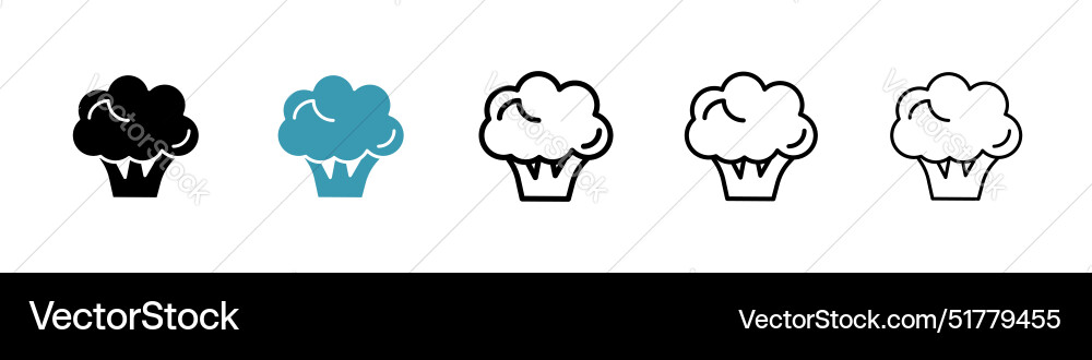 Broccoli icon set vegetable symbol Royalty Free Vector Image