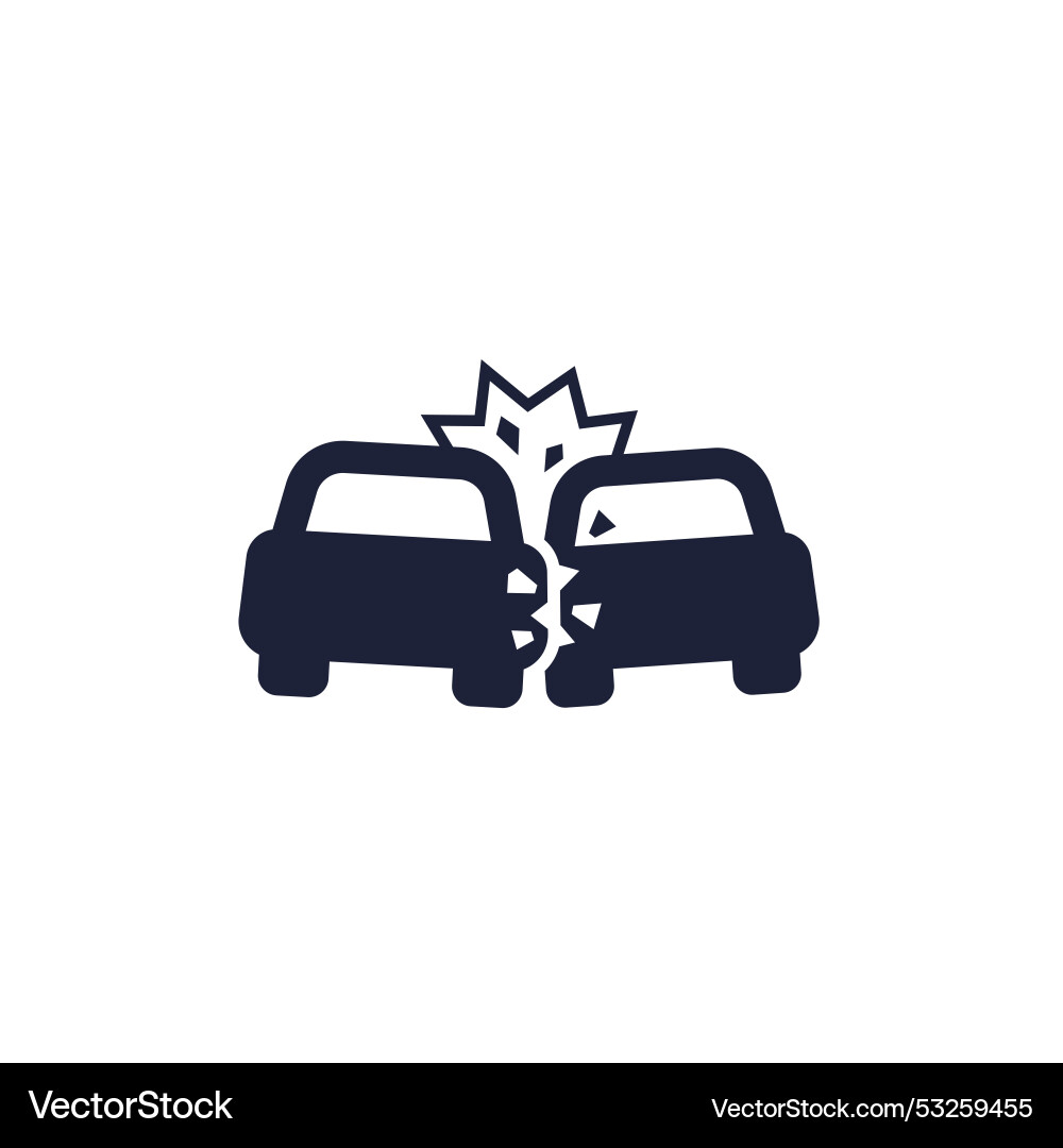 Car crash accident icon on white Royalty Free Vector Image