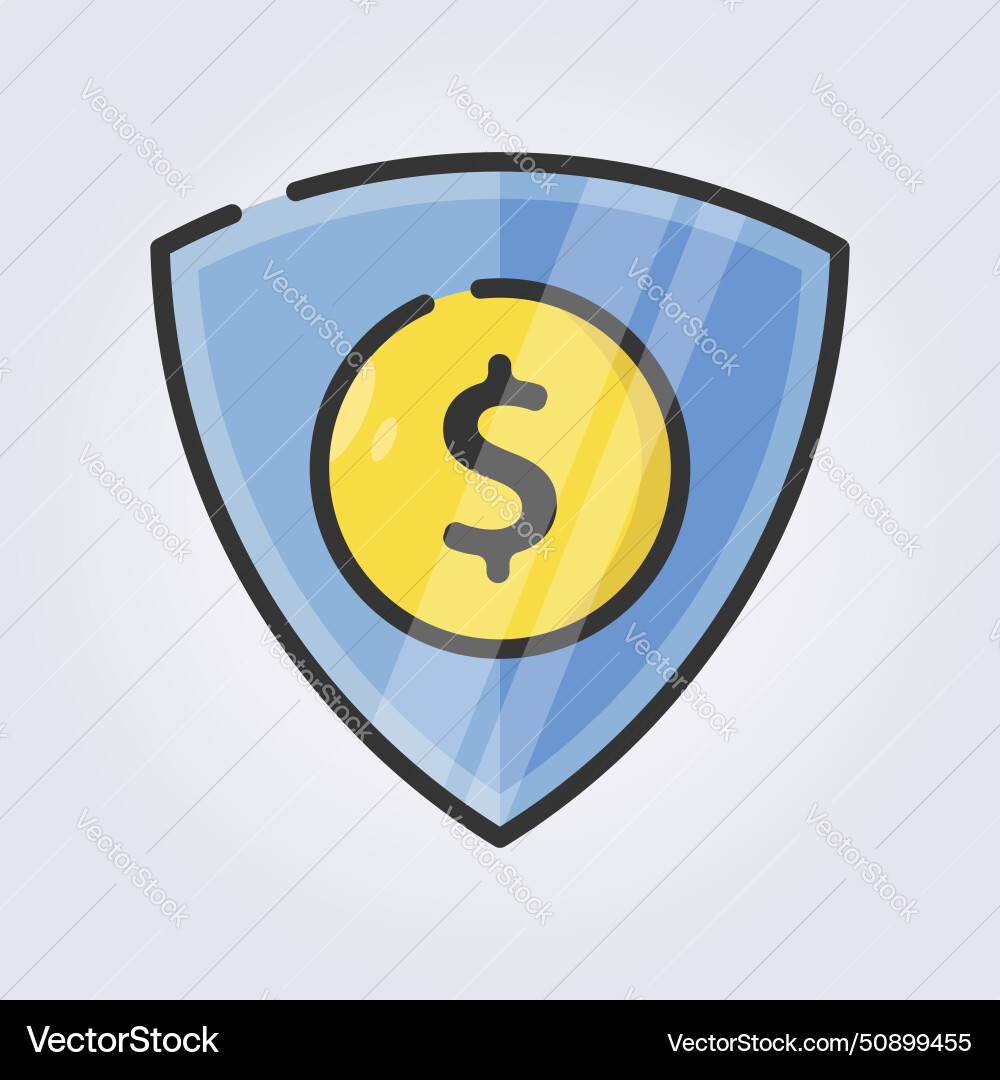 Colored outline money shield protection icon logo Vector Image