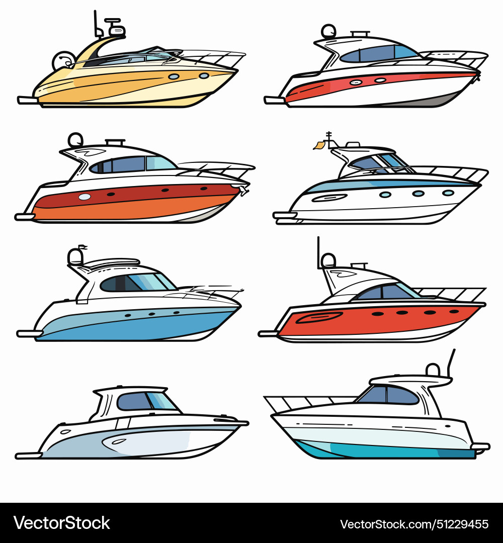 Colorful speed boats Royalty Free Vector Image