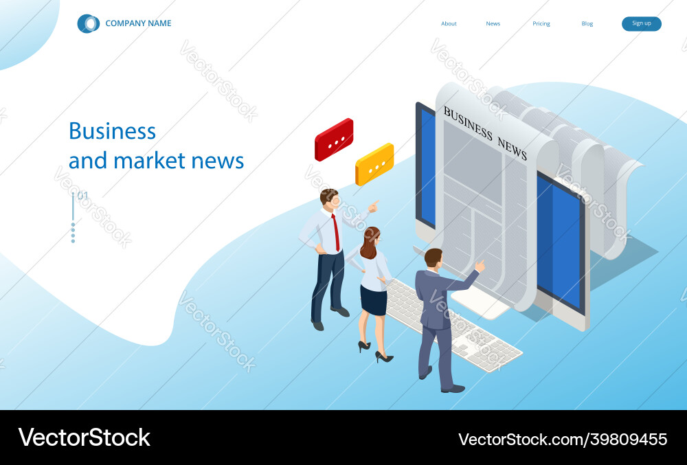 Isometric business news concept Royalty Free Vector Image