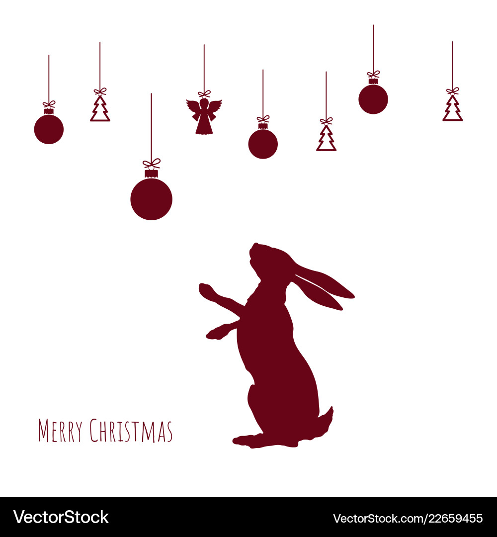 Red Hare with Christmas Balls Royalty Free Vector Image