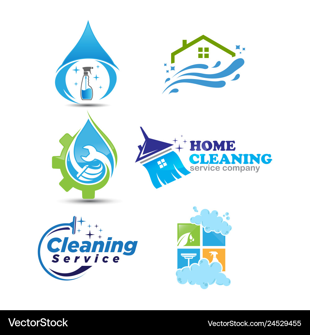 Set of cleaning service logotype Royalty Free Vector Image