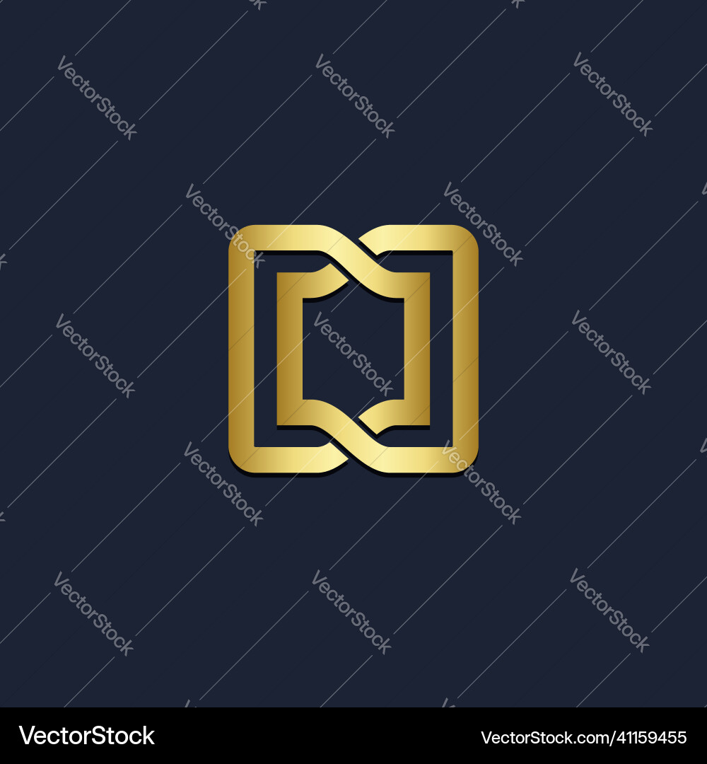 Square frame abstract connection gold logo Vector Image