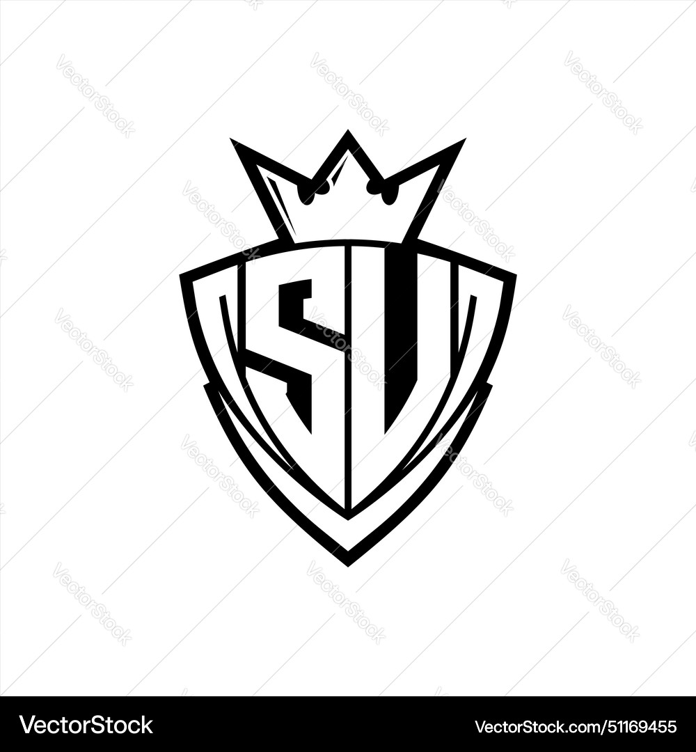 Su letter logo with sharp triangle shield shape Vector Image