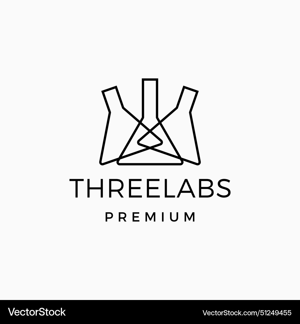 Three lab flask glassware labware logo icon Vector Image
