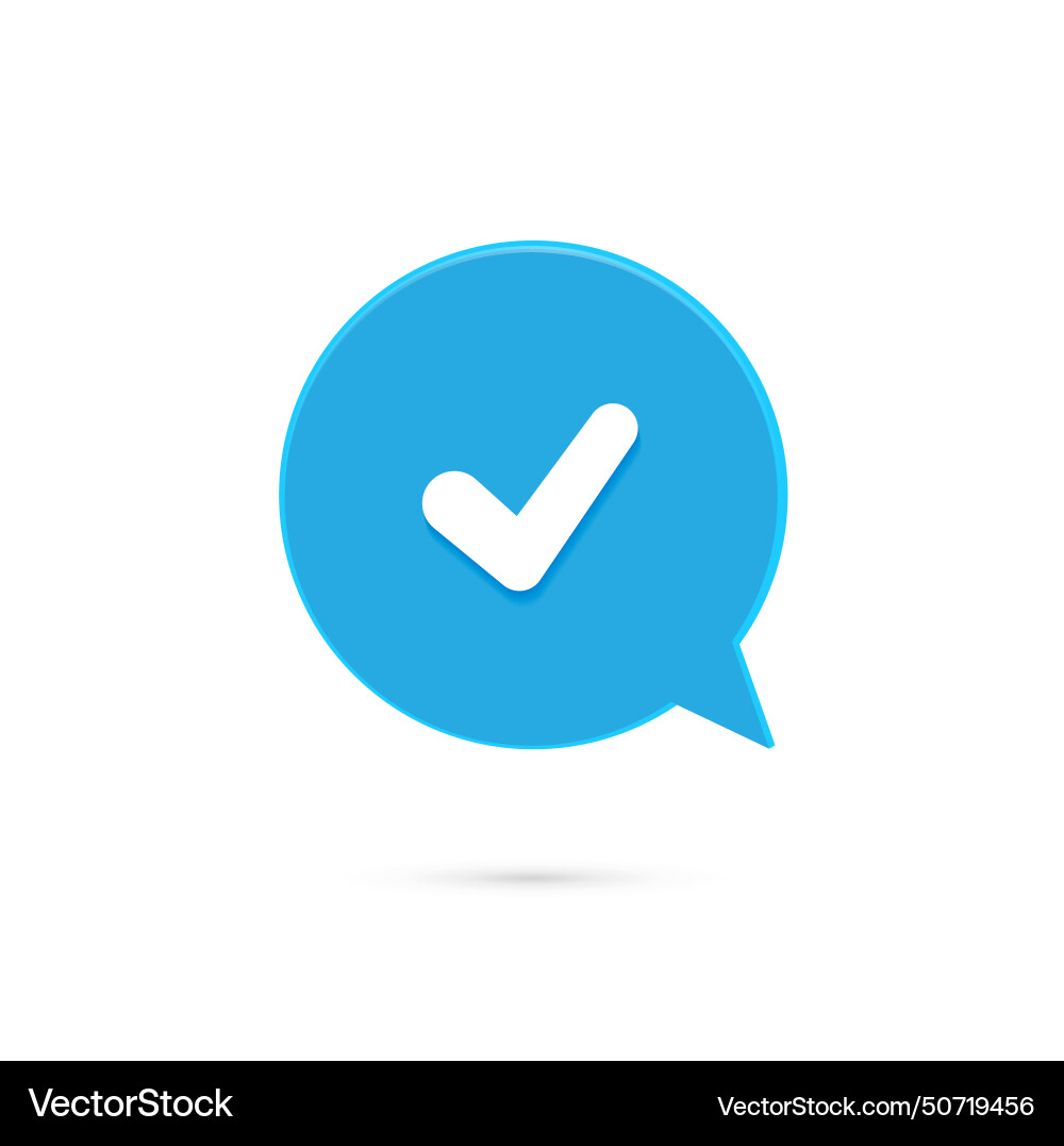 Blue chat icon design with white checked sign Vector Image