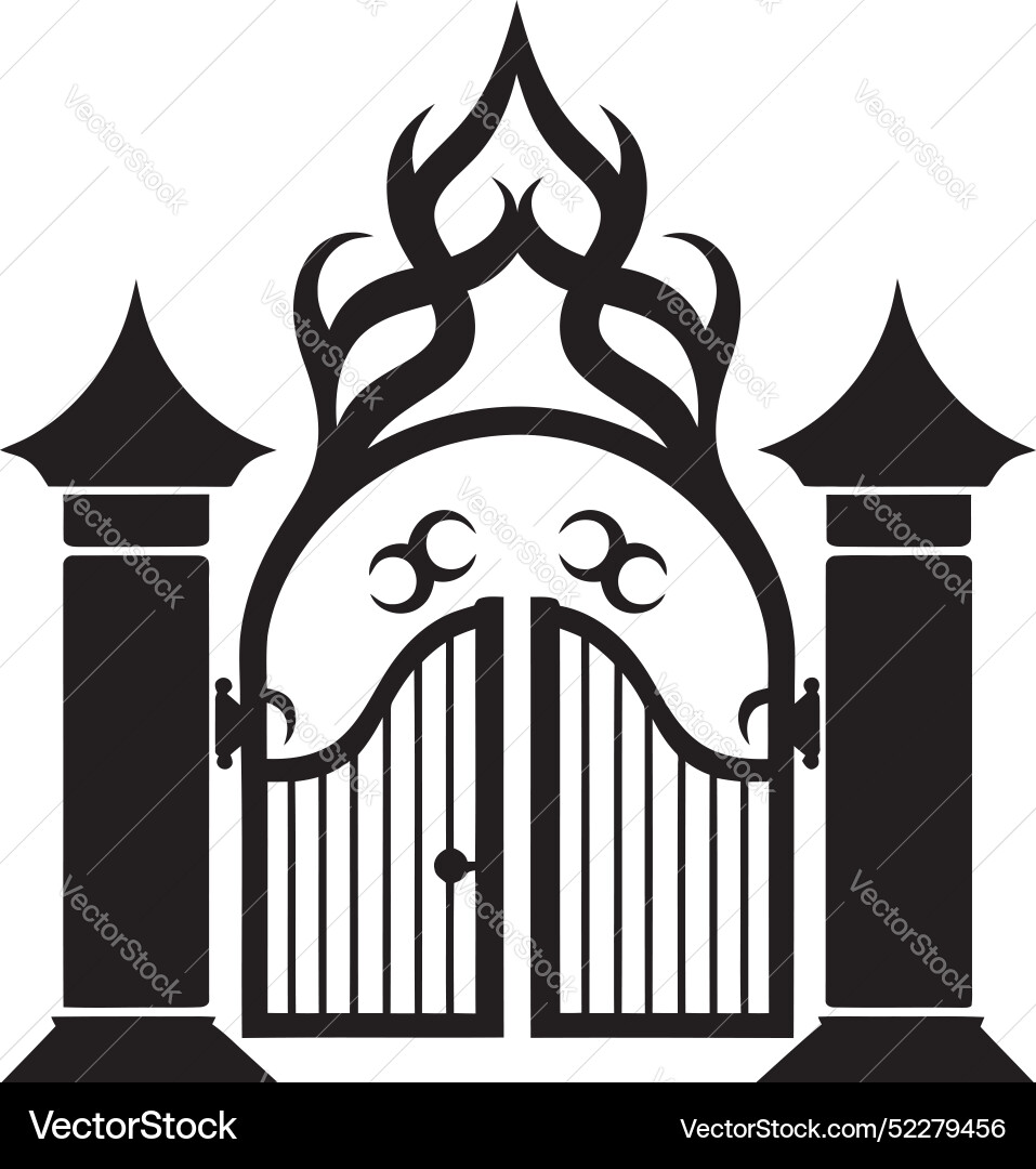 Intricate foliage gateway church gate Royalty Free Vector