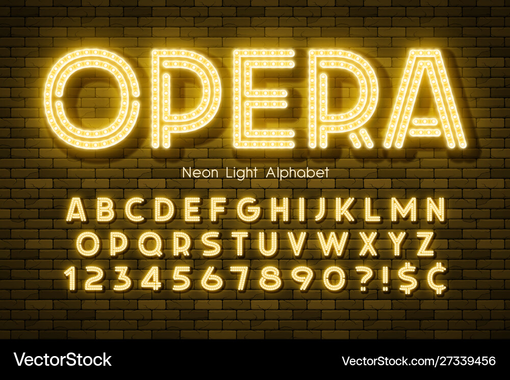 Neon light 3d alphabet led extra glowing font Vector Image