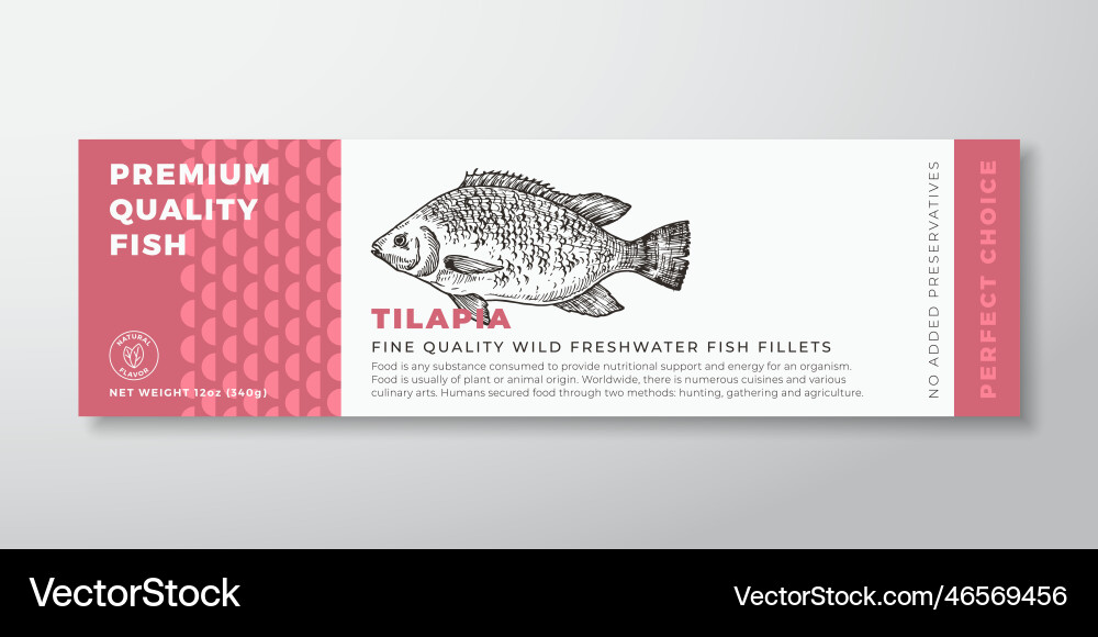 Premium quality tilapia packaging label Royalty Free Vector