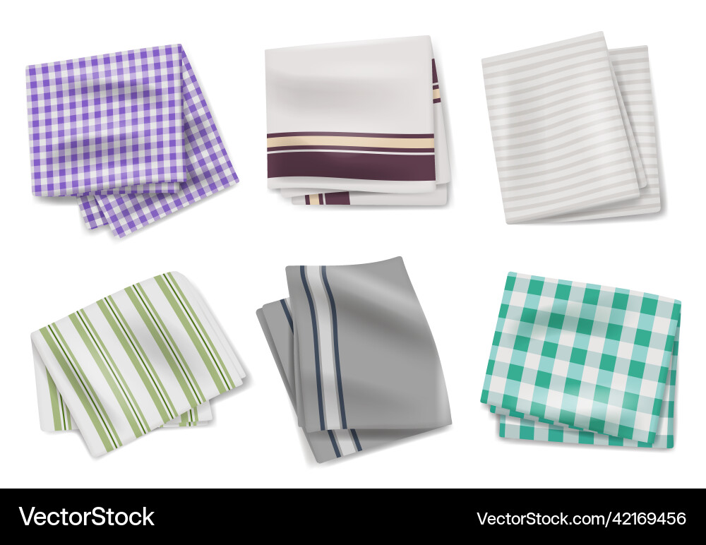 Realistic towels kitchen textile napkins Vector Image