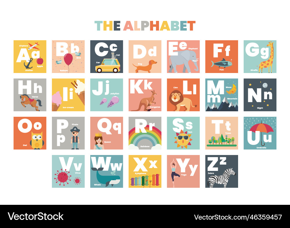 Abc alphabet worksheet flashcard Royalty Free Vector Image