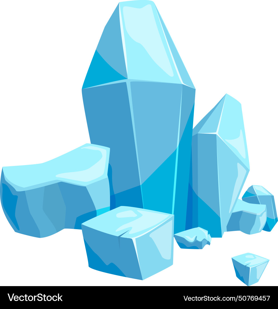 Blue crystal game element cartoon ice block Vector Image