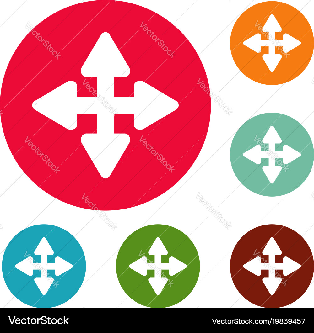 Cursor displacement element icons circle set Vector Image