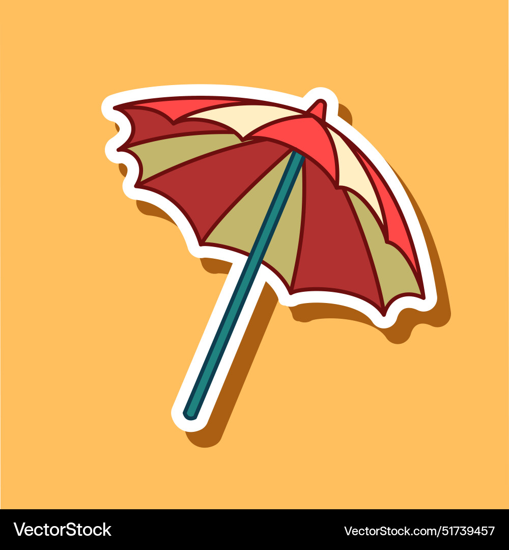 Cute Beach Umbrella Sticker Royalty Free Vector Image