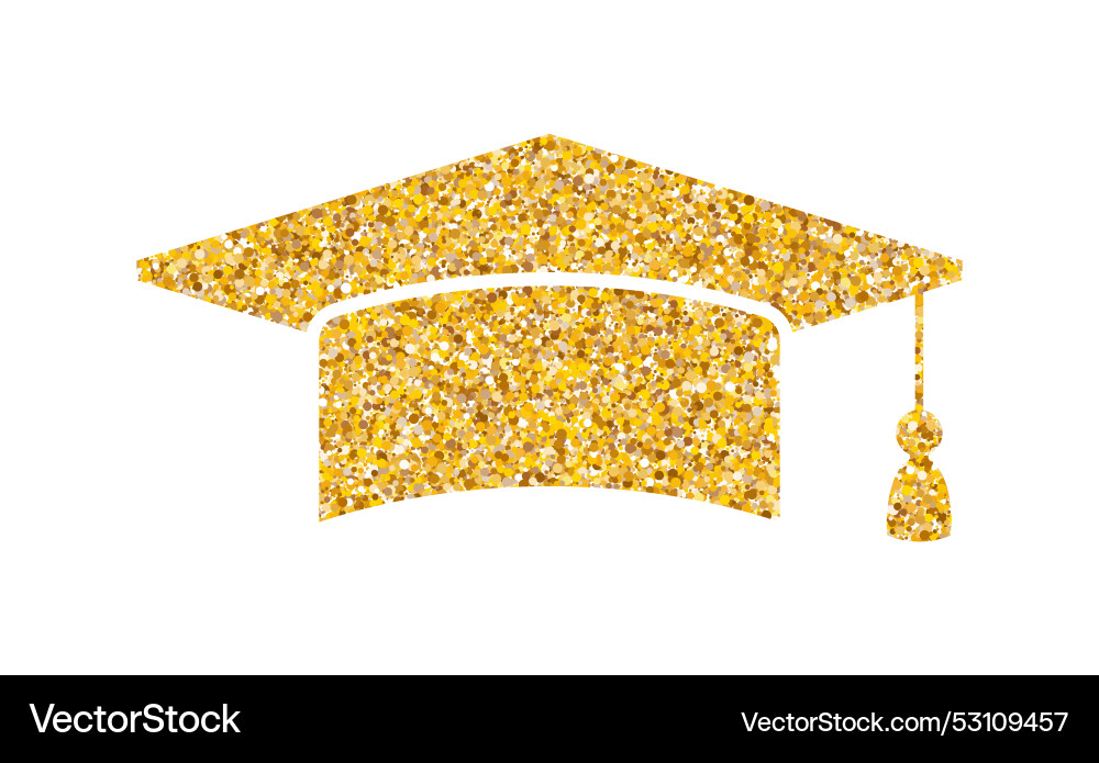 Graduation hat glitter logo graduate cap flat Vector Image