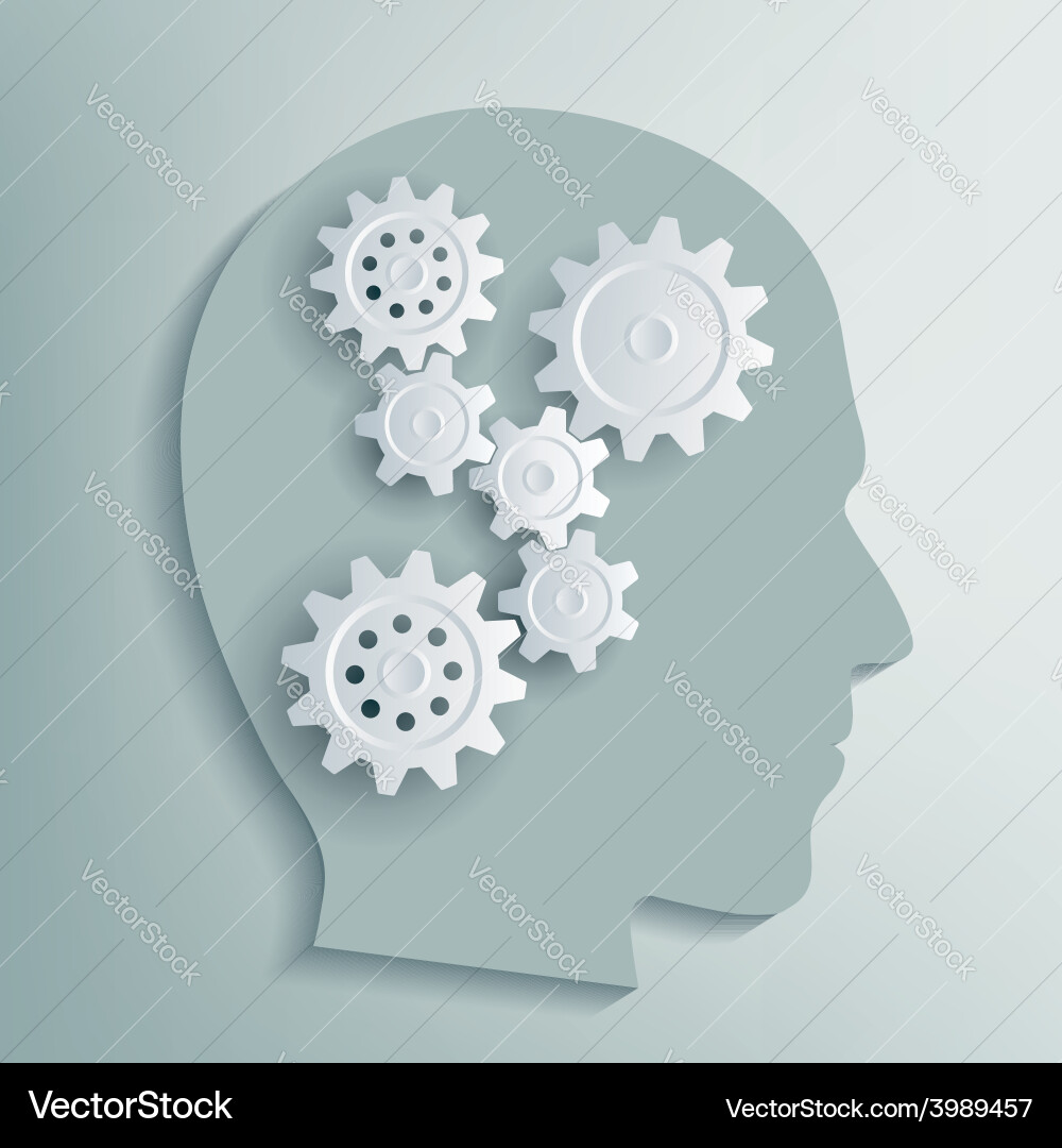 Human head with gears inside Royalty Free Vector Image