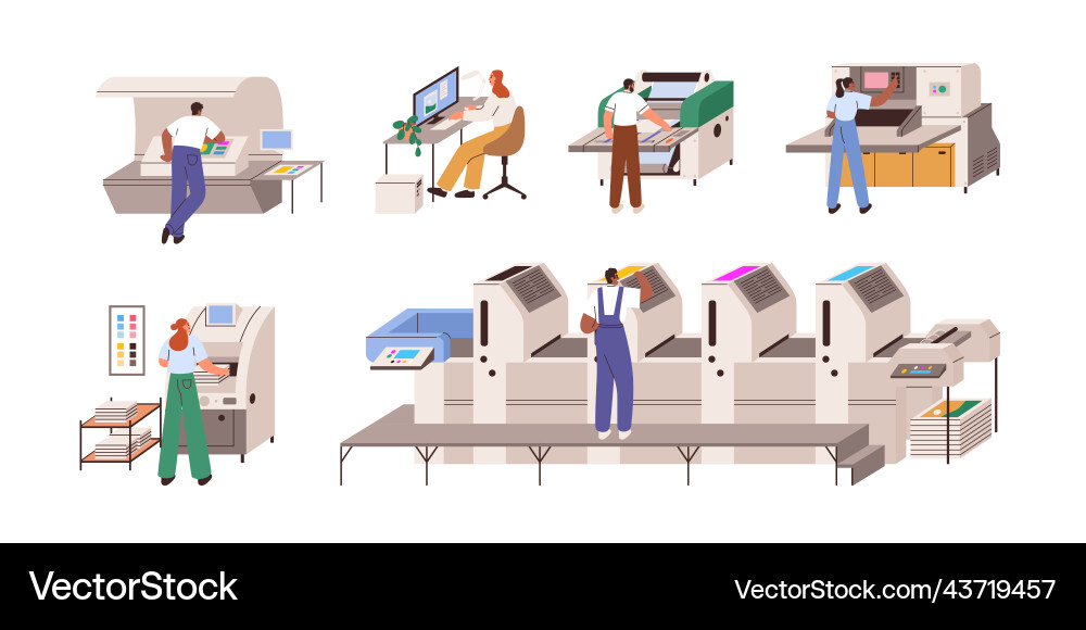 Polygraphy Printing Equipment Royalty Free Vector Image